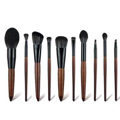 China 10-Piece Cruelty Free Makeup Brush Set Soft Synthetic Hair Wooden Handle for sale