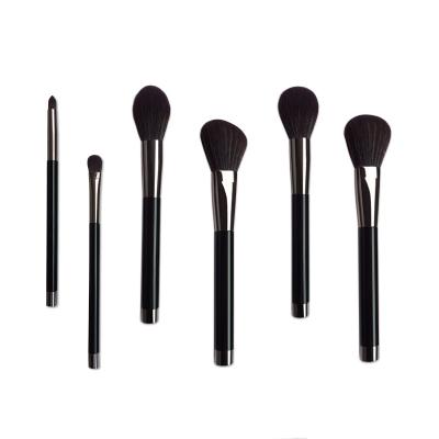 China Cruelty Free 7 Piece Makeup Brush Set Black Plastic Handle Synthetic Hair for sale