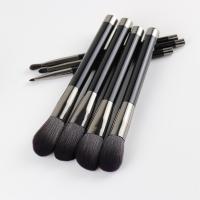 China Cruelty Free 7 Piece Makeup Brush Set Black Plastic Handle Synthetic Hair for sale