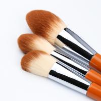 China 10-Piece Orange Aluminum Ferrule Makeup Brush Set with Soft Synthetic Bristles for sale