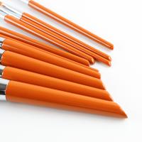 China 10-Piece Orange Aluminum Ferrule Makeup Brush Set with Soft Synthetic Bristles for sale
