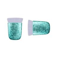 China Shiny Blue Flat Foundation Brush Dense Synthetic Hair Single Face Makeup Brush for sale