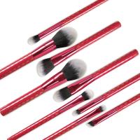 China 9-Piece Cosmetic Brush Set Joyous Red Seamless Makeup Brushes Synthetic Hair for sale
