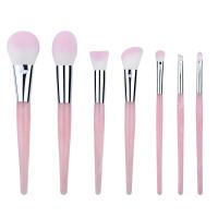 China 7Pcs Pink Resin Handle Makeup Brush Set Synthetic Hair Foundation Powder Eye Brush for sale
