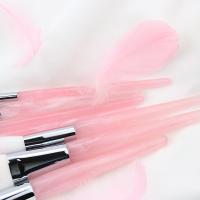 China 7Pcs Pink Resin Handle Makeup Brush Set Synthetic Hair Foundation Powder Eye Brush for sale