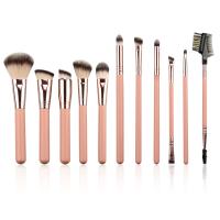 China 11pcs Premium Vegan Cosmetic Brush Set Custom Pink Double Headed Makeup Brushes 380g for sale