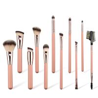 China 11pcs Premium Vegan Cosmetic Brush Set Custom Pink Double Headed Makeup Brushes 380g for sale
