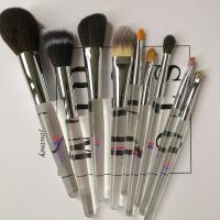 China Acrylic Handle Synthetic Hair Makeup Brush Set 9pcs with Case Crystal Diamond Design for sale