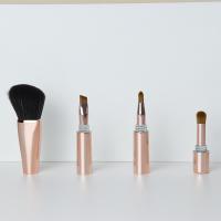 China Shiny Rose Gold Portable Travel Makeup Brush Set 4 in 1 Plastic Handle 175mm for sale