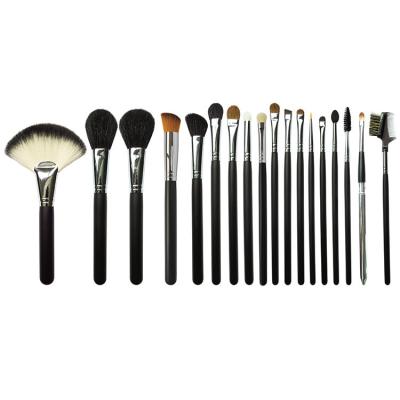 China 18PCS Natural Goats Hair Makeup Brush Set with Wooden Handle for Professional Artists OEM for sale