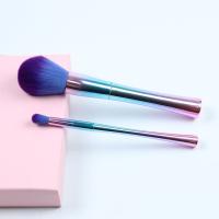 China 2 Piece Vegan Cosmetic Brush Set Slim Waist Handle Synthetic Hair Powder Eyeshadow for sale