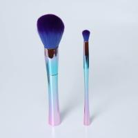 China 2 Piece Vegan Cosmetic Brush Set Slim Waist Handle Synthetic Hair Powder Eyeshadow for sale