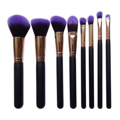 China 8 Piece Vegan Makeup Brush Set Soft Synthetic Hair Wood Handle Cruelty Free for sale