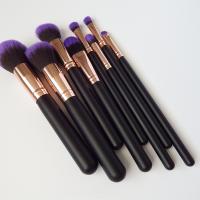 China 8 Piece Vegan Makeup Brush Set Soft Synthetic Hair Wood Handle Cruelty Free for sale