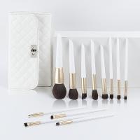 China Custom Logo White Luxury Makeup Brush Set 12Pcs Super Dense Powder Foundation Brush Synthetic Vegan Hair for sale