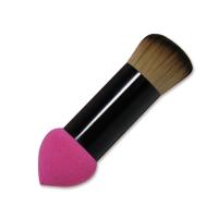 China Double Ended Foundation Brush and Makeup Sponge Applicator Aluminum Handle 1pc for sale