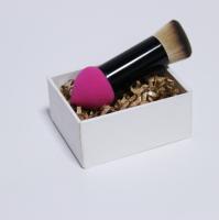 China Double Ended Foundation Brush and Makeup Sponge Applicator Aluminum Handle 1pc for sale
