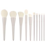 China Grey Custom Logo Imitation Goats Hair Makeup Brush Set 10 Pcs Professional Powder Eye Brushes for sale