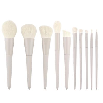 China Grey Custom Logo Imitation Goats Hair Makeup Brush Set 10 Pcs Professional Powder Eye Brushes for sale