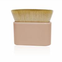 China Dense Synthetic Kabuki Brush 6.5 Inch Plastic Handle Face Foundation Makeup Vegan for sale
