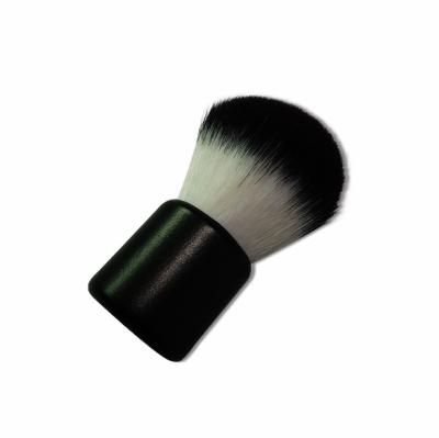 China Small Single Fluffy Kabuki Brush Black Flat Shape Wooden Handle for sale
