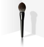 China Shiny Black Individual Makeup Brush Portable Fluffy Powder Brush Synthetic Hair 18cm for sale