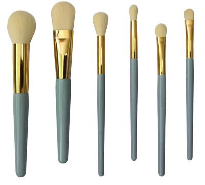 China 6 Piece Light Blue Synthetic Cosmetic Brush Set for Makeup Application for sale