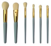 China 6 Piece Glossy Aluminum Ferrule Makeup Brush Set Synthetic Hair Wood Handle 160mm for sale