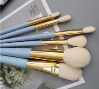 China 6 Piece Glossy Aluminum Ferrule Makeup Brush Set Synthetic Hair Wood Handle 160mm for sale