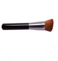 China Black Wooden Handle Single Foundation Brush Soft Dense Synthetic Hair 1pc for sale