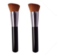 China Black Wooden Handle Single Foundation Brush Soft Dense Synthetic Hair 1pc for sale