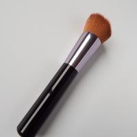 China Black Wooden Handle Single Foundation Brush Soft Dense Synthetic Hair 1pc for sale
