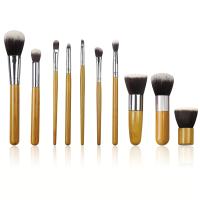 China 10 Piece Bamboo Handle Makeup Brush Set Vegan Cruelty Free Synthetic Foundation Blending Brushes for sale
