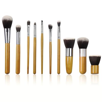China 10 Piece Bamboo Handle Makeup Brush Set Vegan Cruelty Free Synthetic Foundation Blending Brushes for sale