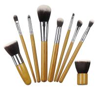 China 10 Piece Bamboo Handle Makeup Brush Set Vegan Cruelty Free Synthetic Foundation Blending Brushes for sale