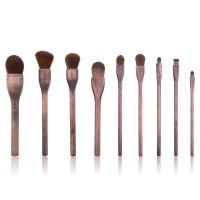 China 9pcs Luxury Makeup Brush Kit with Log Wooden Handle Synthetic Bristle for Foundation Powder Eye Shadow for sale
