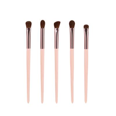 China 5pcs Pink Travel Brush Set Pony Hair Eyeshadow Blending Brush with PU Pouch 100g for sale