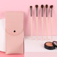 China 5pcs Pink Travel Brush Set Pony Hair Eyeshadow Blending Brush with PU Pouch 100g for sale