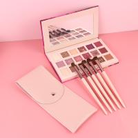 China 5pcs Pink Travel Brush Set Pony Hair Eyeshadow Blending Brush with PU Pouch 100g for sale