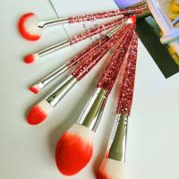 China 6pcs Vegan Powder Fan Brush Set Transparent Glitter Plastic Handle Makeup Brushes for sale