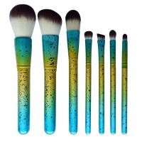China Luxury Wood Handle Vegan Synthetic Hair Gradient Makeup Brush Kit Private Label 10 Pcs for sale