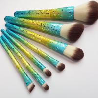 China Luxury Wood Handle Vegan Synthetic Hair Gradient Makeup Brush Kit Private Label 10 Pcs for sale