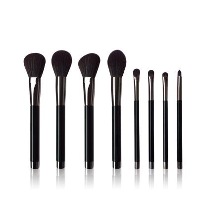 China 8pcs Vegan Makeup Brush Set Shiny Black Plastic Handle Face Eye Brushes Synthetic Hair for sale