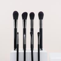 China 8pcs Vegan Makeup Brush Set Shiny Black Plastic Handle Face Eye Brushes Synthetic Hair for sale