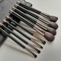 China 8pcs Vegan Makeup Brush Set Shiny Black Plastic Handle Face Eye Brushes Synthetic Hair for sale