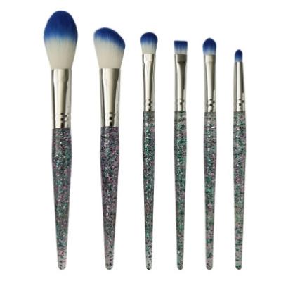 China Plastic Handles Durable Makeup Tool Kit , 6pcs Shiny Glitter Cosmetic Brushes for sale