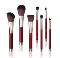 China 7-Piece Vegan Synthetic Hair Makeup Brush Set with Wooden Handle Private Label for sale