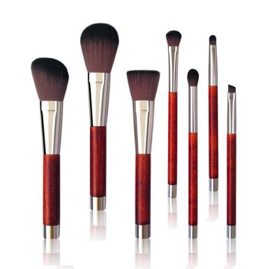 China 7-Piece Vegan Synthetic Hair Makeup Brush Set with Wooden Handle Private Label for sale