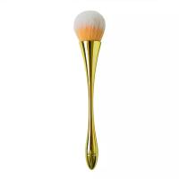 China Single Slim Waist Face Powder Brush Soft Synthetic Hair Gold Handle 1pc for sale