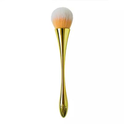 China Single Slim Waist Face Powder Brush Soft Synthetic Hair Gold Handle 1pc for sale